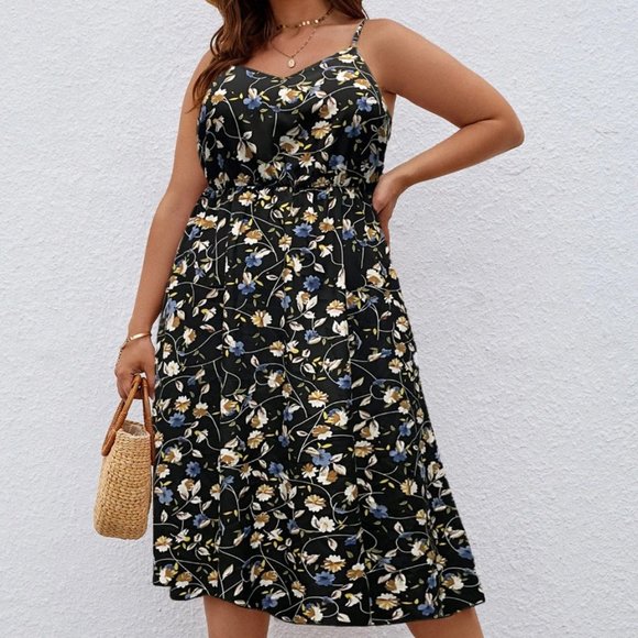 SHEIN | Dresses | New Shein 4x Plus Floral Print Cami Dress | Poshmark